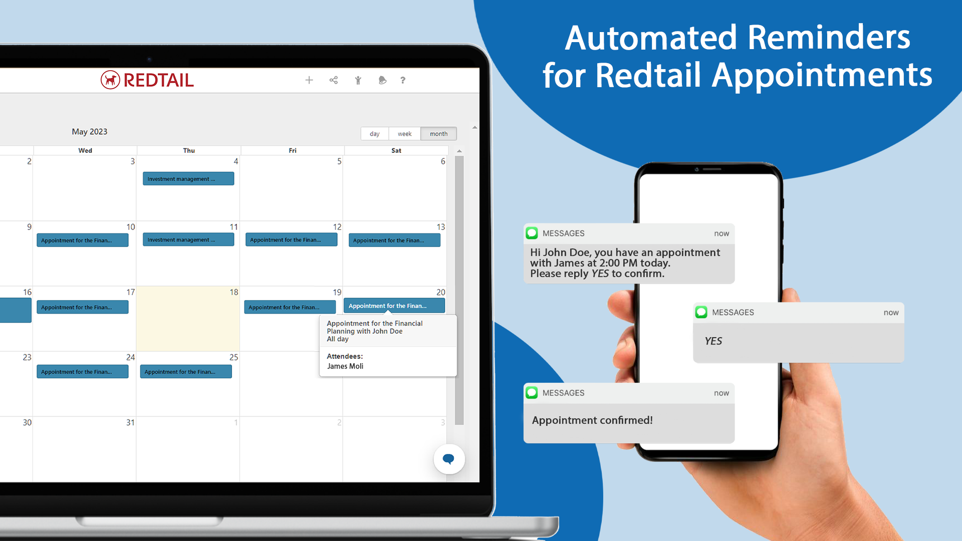 Reducing No-Shows with Automated Appointment Reminders to Redtail CRM Contacts | LeadCenter.AI
